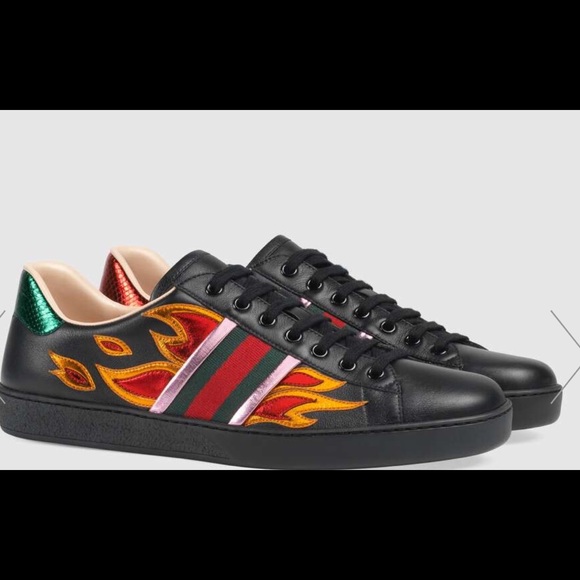 Gucci | Shoes | Ace Sneakers With Flames | Poshmark